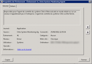 Service “Citrix System Monitoring Agent” (Agent Edgesight 5.3) qui ne ...