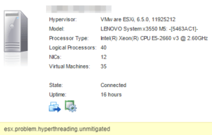 Vcenter error : esx.problem.hyperthreading.unmitigated